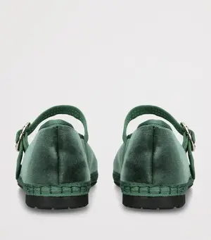 FLABELUS Velvet Mary Janes - Green