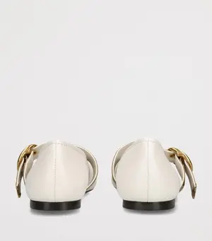 Burberry Robin Leather Ballet Flats With Check Strap