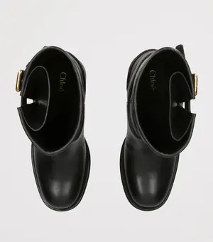 Chloé Dakota Leather Ankle Boots With Gold-tone Buckles