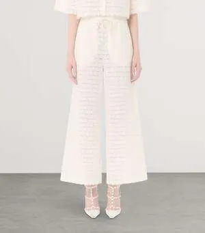 Valentino Garavani Broderie Anglaise Wide-leg Trousers - Ivory