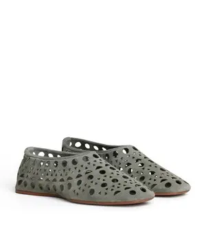 Alaïa Vienne Laser-cut Suede Ballet Flats - Green