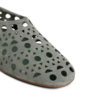 Alaïa Vienne Laser-cut Suede Ballet Flats - Green