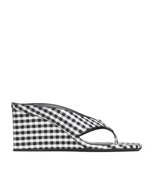 Alaïa Vichy Print Wedge Sandals