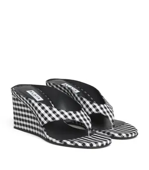 Alaïa Vichy Print Wedge Sandals
