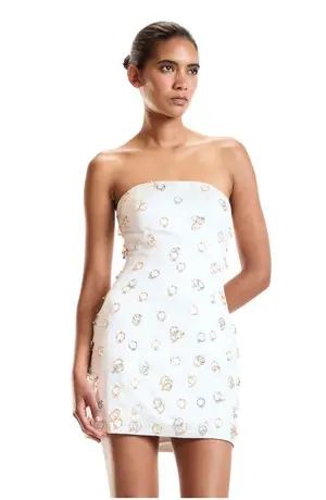 Cynthia Rowley Embellished Strapless Mini Dress - White