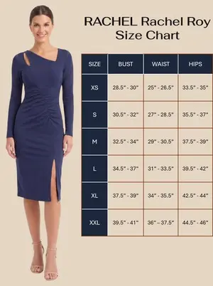 Rachel Rachel Roy Long Sleeve Asymmetrical Midi Dress - Navy