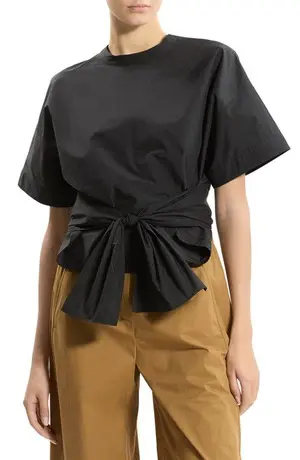 Theory Front Tie Boxy Top - Black