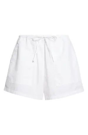 LESET Kyoto Patch Pocket Cotton Drawstring Shorts - Ice