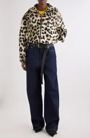 Givenchy Water Repellent Leopard Jacquard Hooded Windbreaker - Beige