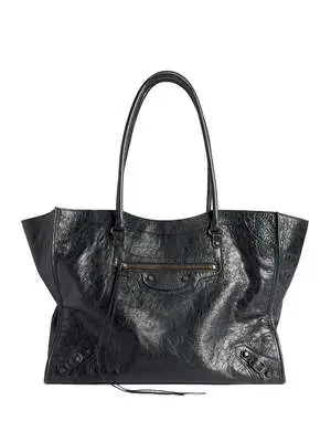 Balenciaga Le City Tote Bag In Arena Lambskin - Black