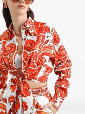 Dolce & Gabbana Poplin Shirt With Majolica Print - Multicolor