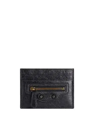 Balenciaga Le City Card Holder In Arena Lambskin - Black
