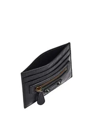 Balenciaga Le City Card Holder In Arena Lambskin - Black
