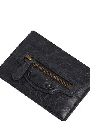 Balenciaga Le City Card Holder In Arena Lambskin - Black