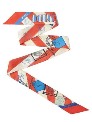 Fendi FENDI Wrappy Stampa Pequin Silk Scarf Blue