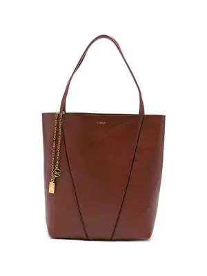 Chloé Spin Tote Bag In Grained Leather - Brown