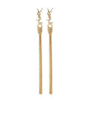 Saint Laurent Cassandre Tassel Metal Earrings - Silver