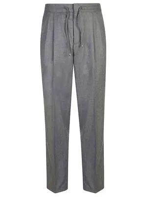 Brunello Cucinelli BRUNELLO CUCINELLI Wool Flannel Leisure Fit Trousers With Double Pleats Gray