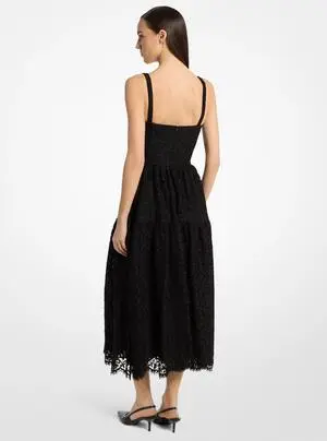 Michael Kors Floral Lace Sweetheart Midi Dress