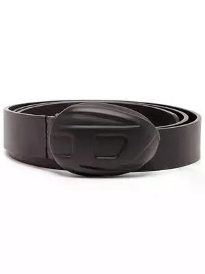 DIESEL® Logo Buckle Leather Belt - Black