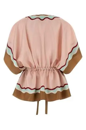 Fendi Printed Silk Poncho
