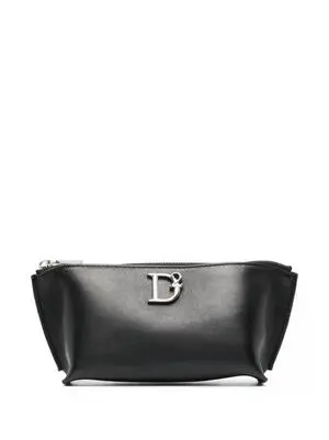 Dsquared2 Logo Plaque Leather Makeup Bag