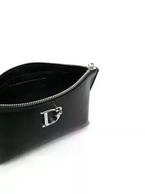 Dsquared2 Logo Plaque Leather Makeup Bag