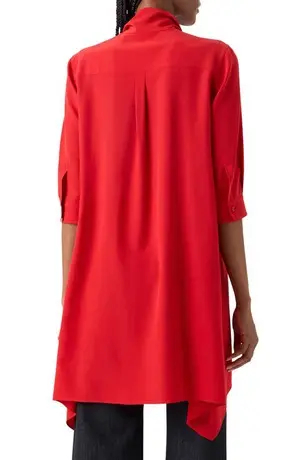 Akris Silk Crepe De Chine Tie Neck Handkerchief Hem Top