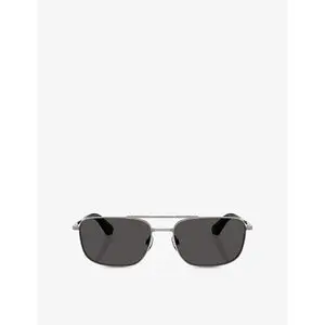 Burberry Be3170 Rectangular-frame Metal Sunglasses - Grey