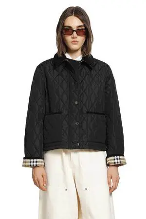 Burberry Cropped Quilted Nylon Jacket - Black