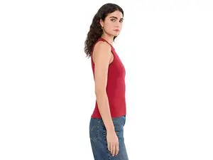 Madewell Bliss Tank Ribbed Crewneck Sleeveless Top - Red
