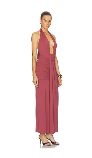 Bardot Halter Neck Maxi Dress