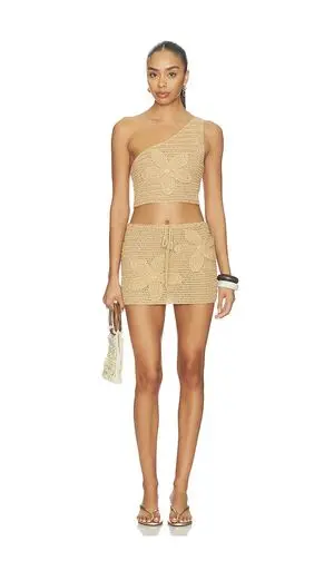 MORE TO COME Raine Crochet Mini Skirt Set - Metallic