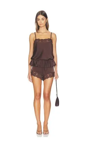Bardot Bonita Satin Lace Trim Top