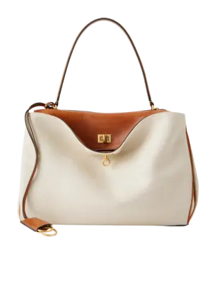 Balenciaga Rodeo Canvas And Leather Shoulder Bag - Neutrals
