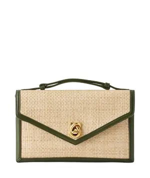 Bottega Veneta Knot Lock Woven Raffia Shoulder Bag