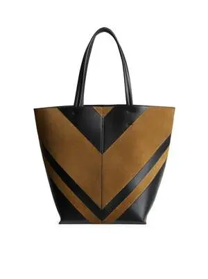 Phoebe Philo Pot Cabas In Black Toffee Leather And Suede