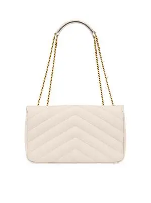 Saint Laurent Medium Loulou Bag In Quilted Lambskin - Cream