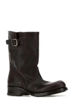 Prada Calf Leather Ankle Boots - Brown