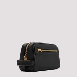 TOM FORD Grained Leather Toiletry Case With Front Zip Pocket - Black