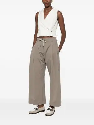 Brunello Cucinelli Wide Leg Drawstring Waist Trousers - Multicolor