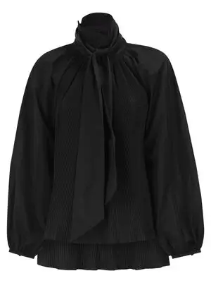 Max Mara Max Mara Pleated Blouse With Neck Bow Black