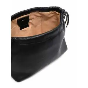 A.p.c. Grained Leather Drawstring Satchel - Black