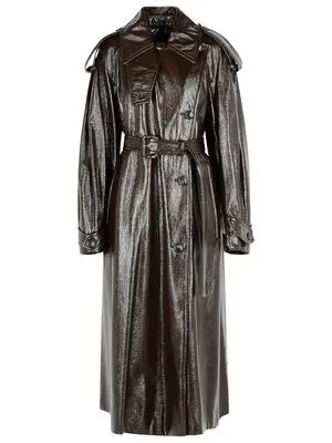 Sportmax Long Patent Effect Trench Coat - Brown