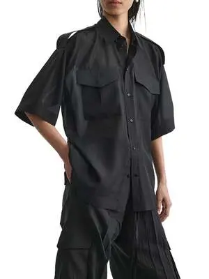 Phoebe Philo Short-sleeved Silk Utility Shirt