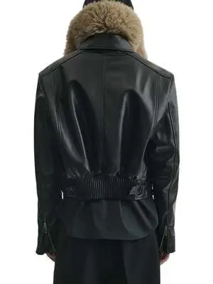 Phoebe Philo Short Leather Aviator Jacket