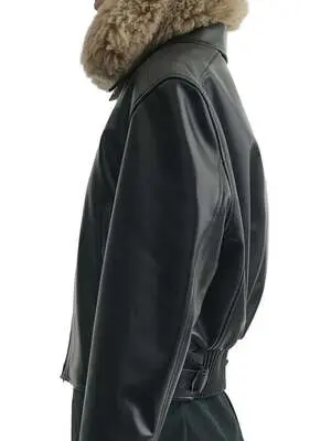 Phoebe Philo Short Leather Aviator Jacket