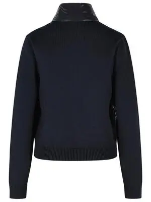 Moncler Padded Wool Cardigan With Zip Closure - Blue