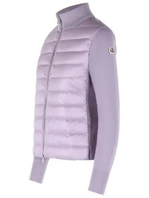Moncler Padded Virgin Wool Cardigan With Lilac Zip