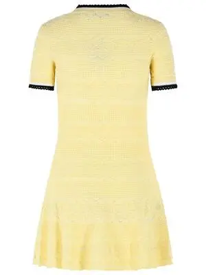SELF-PORTRAIT Cotton Blend Openwork Knit Mini Dress